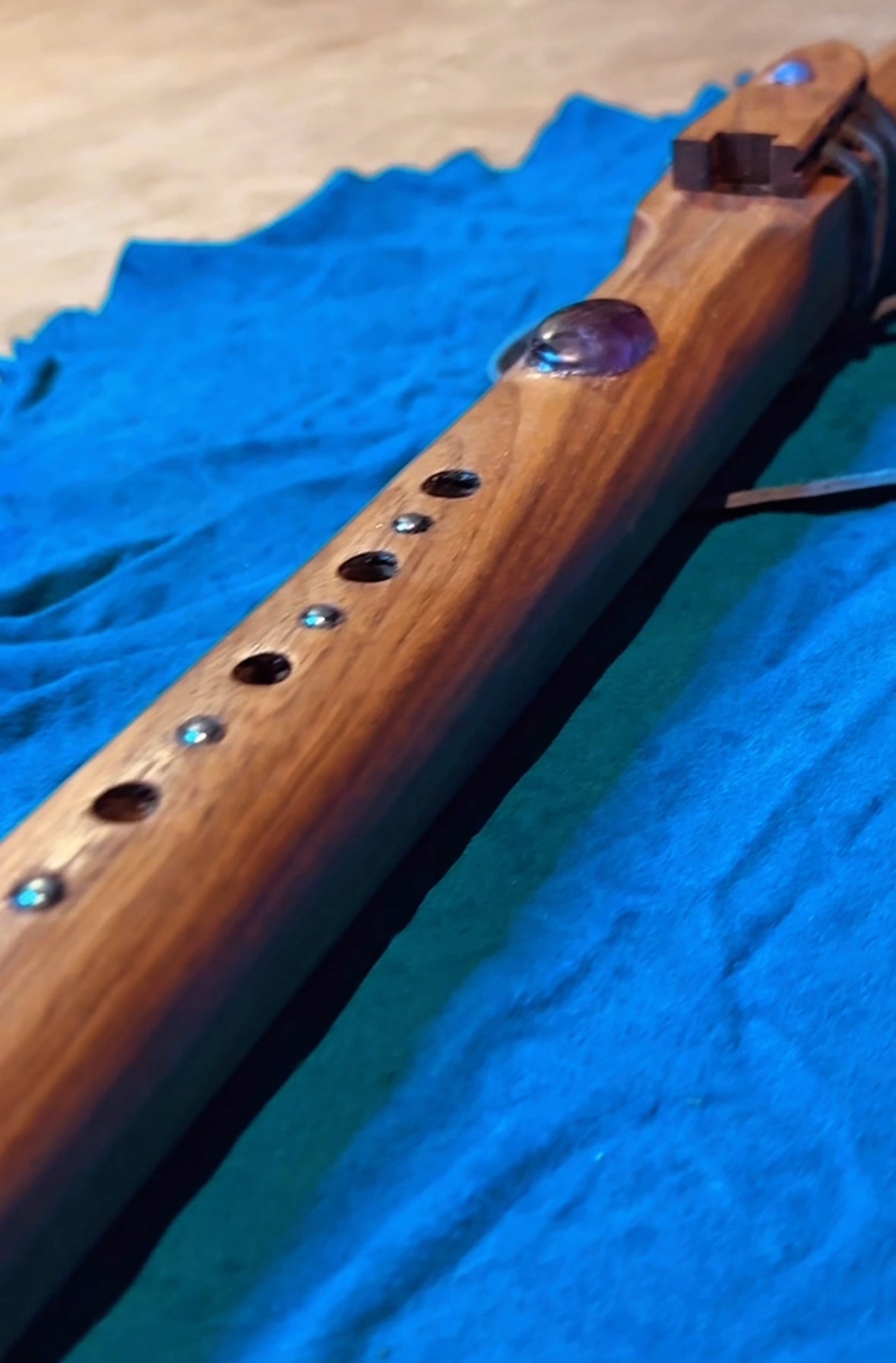 Walnut Mid-Tone Flute – Key of F (432Hz) with Custom Amethyst, Hematit ...